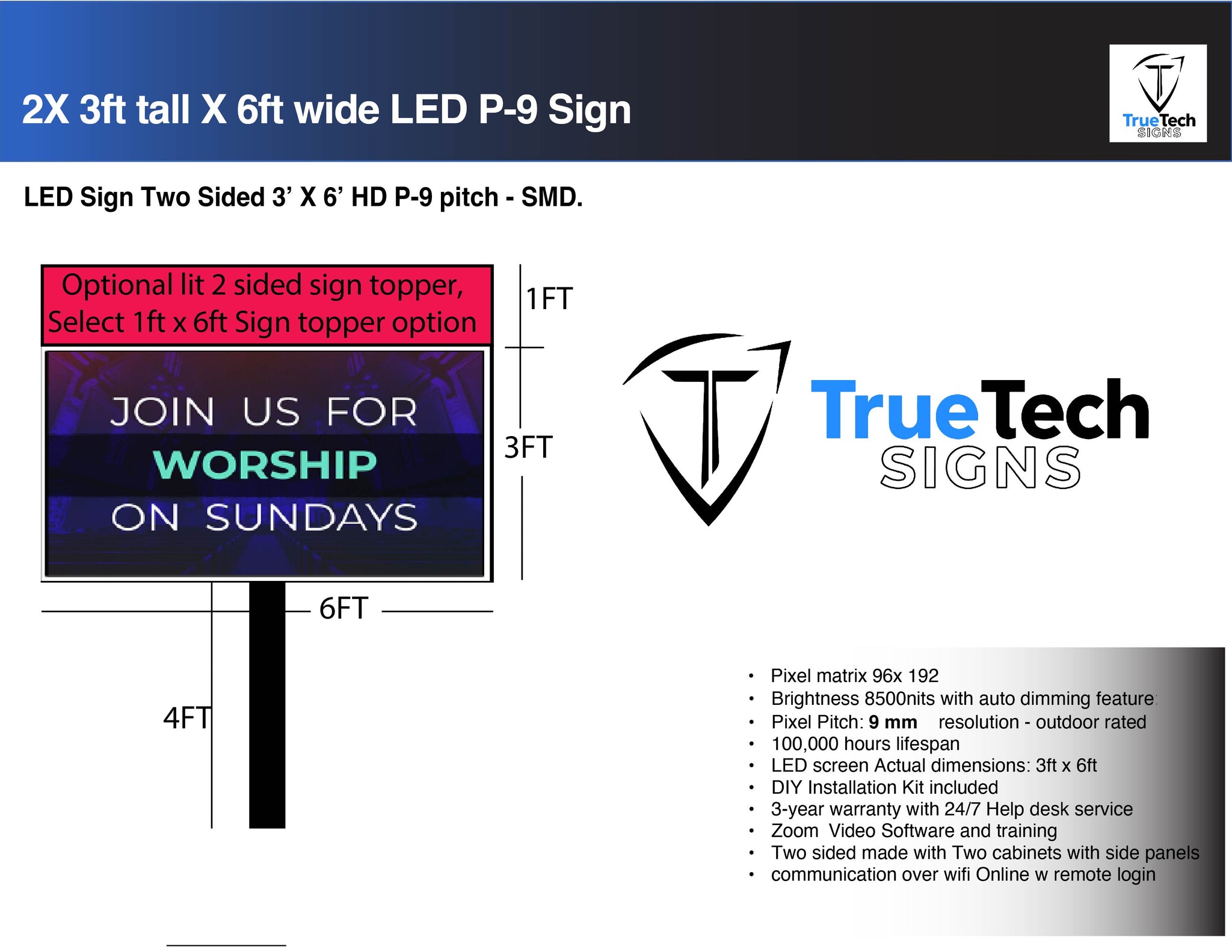 DIY-3FT X 6FT Two sided 9mm led outdoor screen – True Tech Signs
